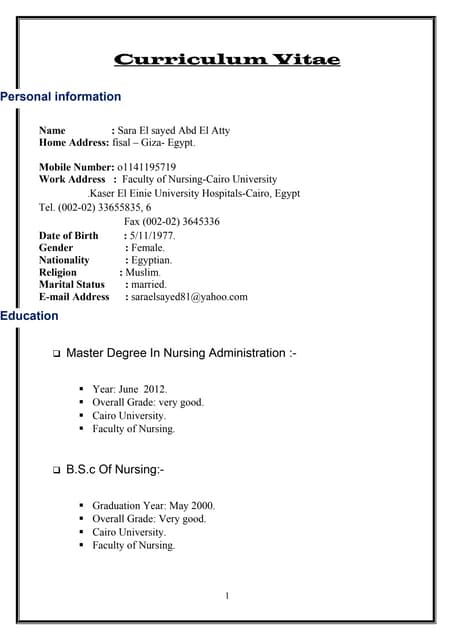 Shaimaa Ali Cv Pdf