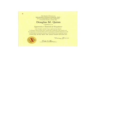 Shainin Certificate In Word | DOC