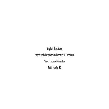 Shakespeare and post- 1914 literature description | PPTX