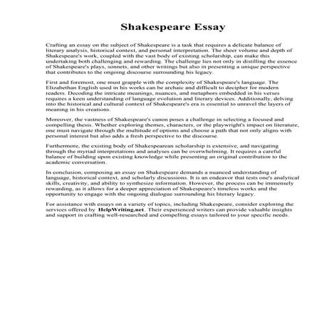 Shakespeare Essay.pdf | Homework and Study | Education