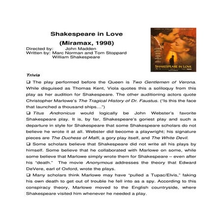 Shakespeare in love_movie_information_sheet | PDF