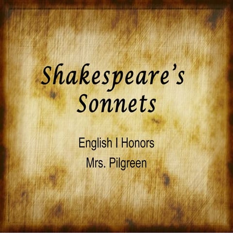 Shakespearean Sonnets | PPT | Poetry | Books and Literature