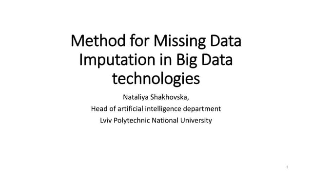 Missing Data Imputation Pptx Databases Computer Software And Applications