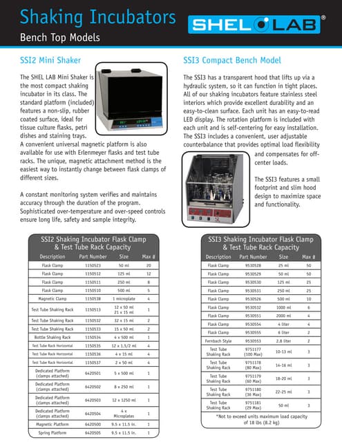 SHEL LAB Incubator Catalog | PDF
