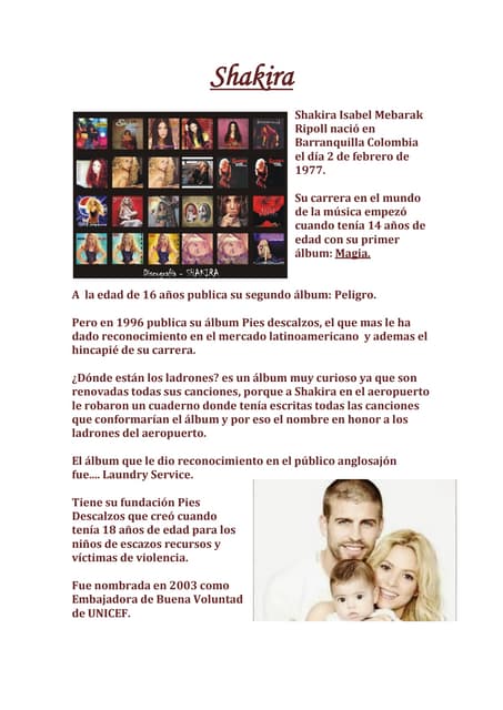 Biografia de shakira | PPT