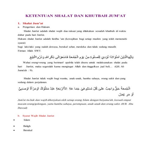 Shalat dan khutbah jumat | DOCX