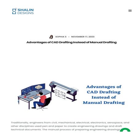 Advantages of CAD Drafting Over Manual Drafting | Shalin Designs | PDF