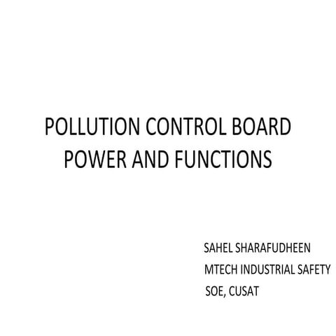Pollution control board -Power and Functions | PPT