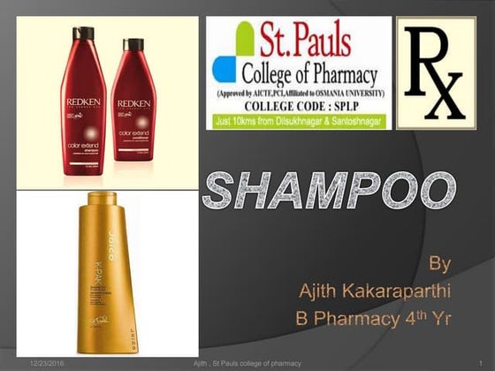 shampoo as a cosmetic product , pharmaceutical | PPT