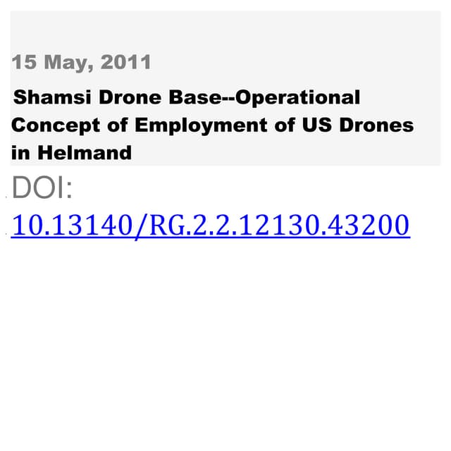 Shamsi air base - Drone base or spy base | PDF