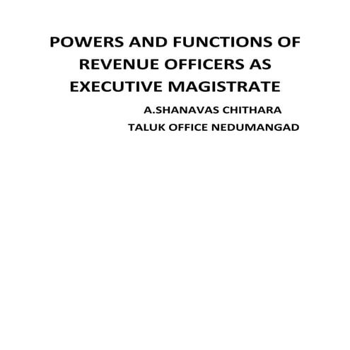 Role of Tahsildar as an Executive Magistrate.Duties and ...