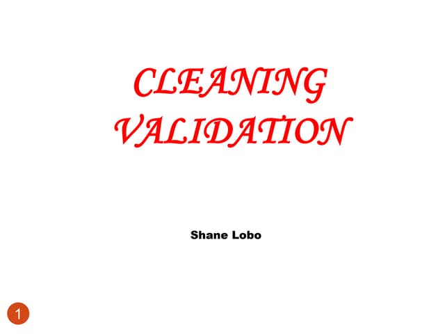 Cleaning validation | PPTX