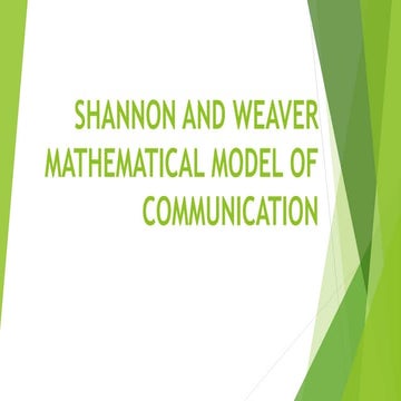 Shannon and weaver model | PPTX | Computer Networking | Computing