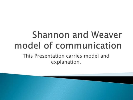 Shannon and Weaver Model of Communication | DOCX