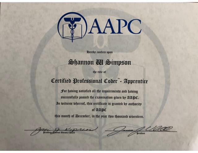 Shannon W Simpson Aapc Cpc Certification Ppt