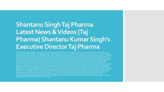 Shantanu kumar singh executive director taj pharma | PDF