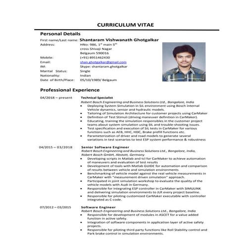 Shantaram Ghotgalkar CV | PDF