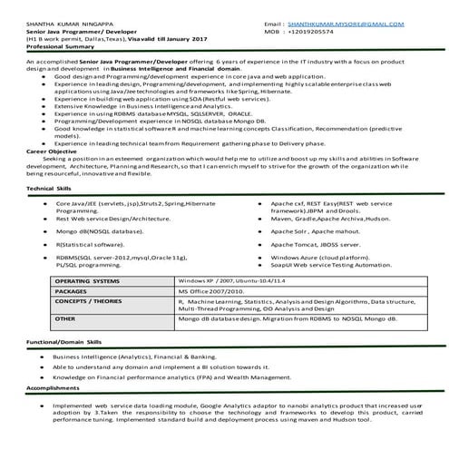 Shanthkumar 6yrs-java-analytics-resume | DOCX