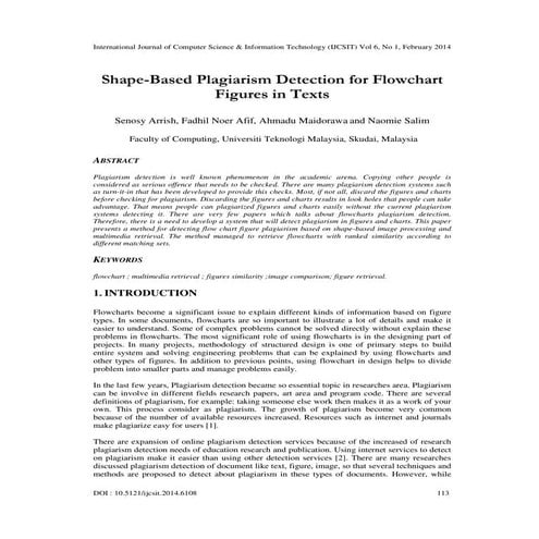 Shape Based Plagiarism Detection For Flowchart Figures In Texts Pdf