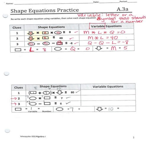 Shape Equations Practice 8 25 | PDF | Physics | Science