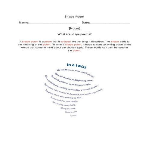 Shape poem note | DOCX