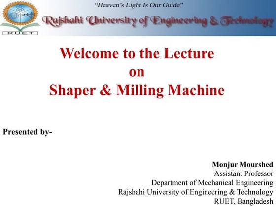Shaper machine | PPTX