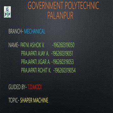 Shaper machine | PPTX