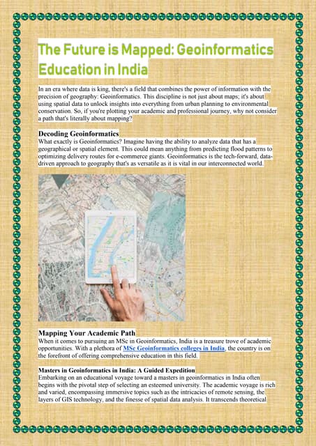 Exploring the World of Geoinformatics: A Gateway to a Digital Future | PDF