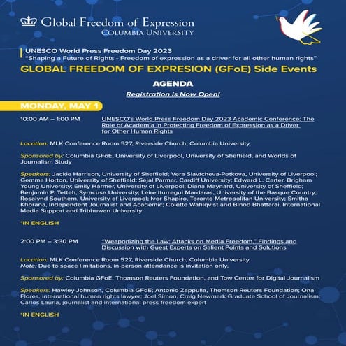 GLOBAL FREEDOM OF EXPRESION (GFoE) Side Events | PDF
