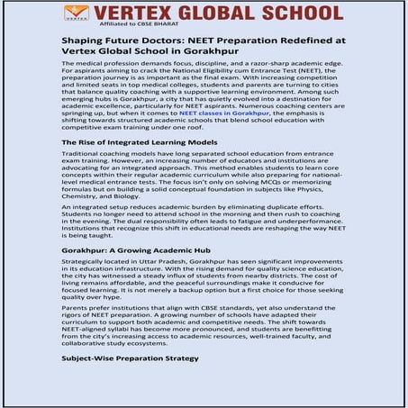 Shaping Future Doctors and NEET Preparation Redefined at Vertex Global School in Gorakhpur.pdf