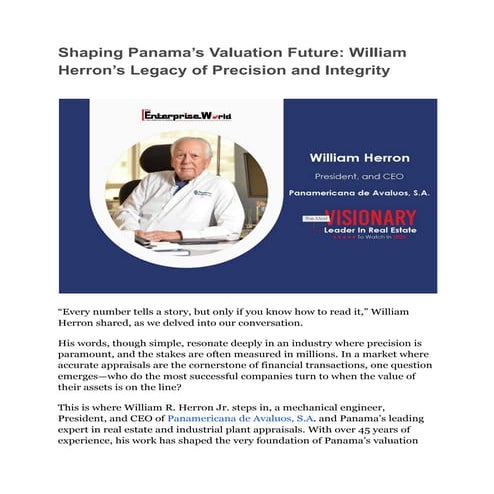 Shaping Panama’s Valuation Future_ William Herron’s Legacy of Precision ...