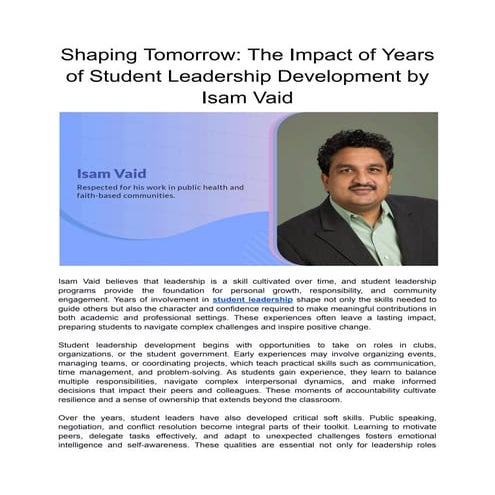 Shaping Tomorrow_ The Impact of Years of Student Leadership Development ...