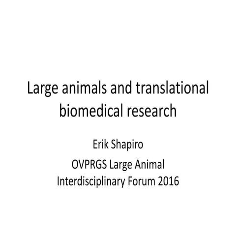 Large Animals and Translational BioMedical Research | PPTX