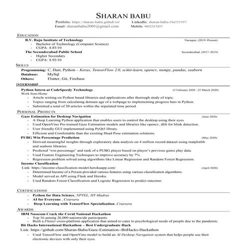 Sharan Babu Resume | PDF