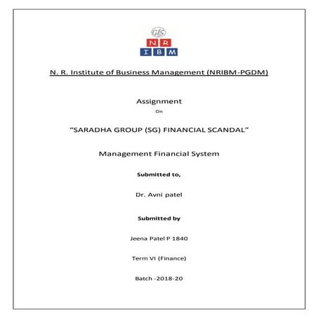 “SARADHA GROUP (SG) FINANCIAL SCANDAL” | DOCX