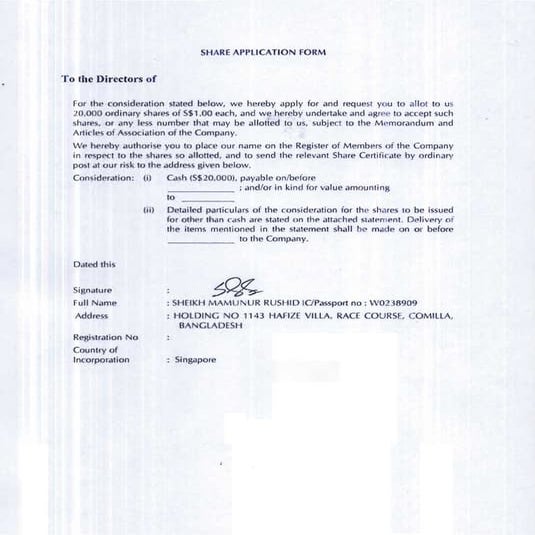 Share Application Form | PDF