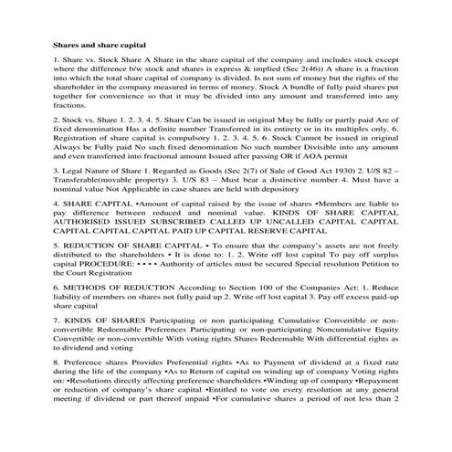 Share capital | PDF | Stocks and Bonds | Personal Investing