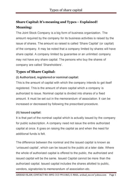 Share capital | PPTX