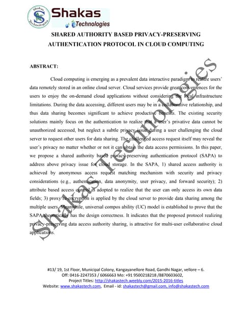 Oruta privacy preserving public auditing for shared data in the cloud1 | PDF