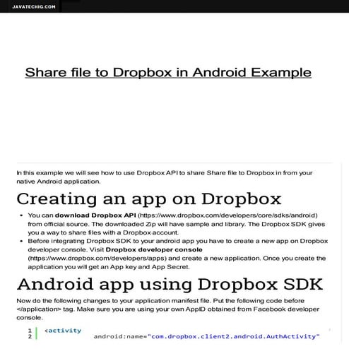 Share File To Dropbox In Android Example Pdf 