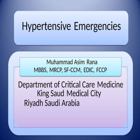 HYPERTENSION EMERGENCY & URGENCY | PPTX