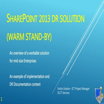 SharePoint 2013 DR solution overview | PPTX | Databases | Computer Software and Applications