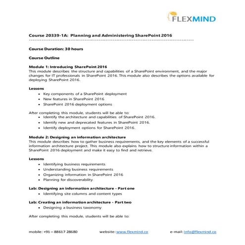 SharePoint 2016 training by Flexmind | DOCX