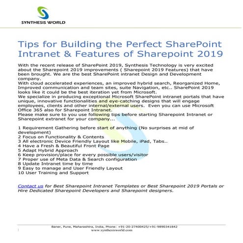 Reasons to Choose SharePoint Intranet for Your Organization's Success | PPTX
