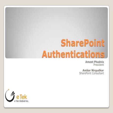 SharePoint 2010 authentications | PPTX