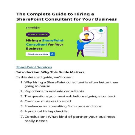 The Complete Guide to Hiring a SharePoint Consultant for Your Business | DOCX