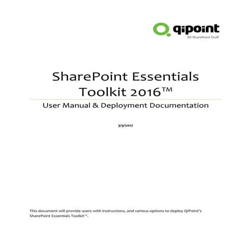 Share point essentials toolkit 2016 user guide | PDF