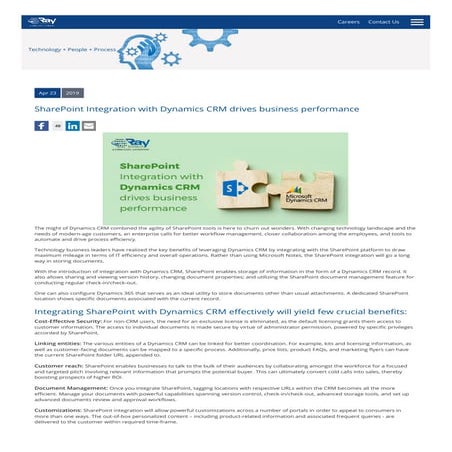 SharePoint Integration with Dynamics CRM drives business performance | PDF