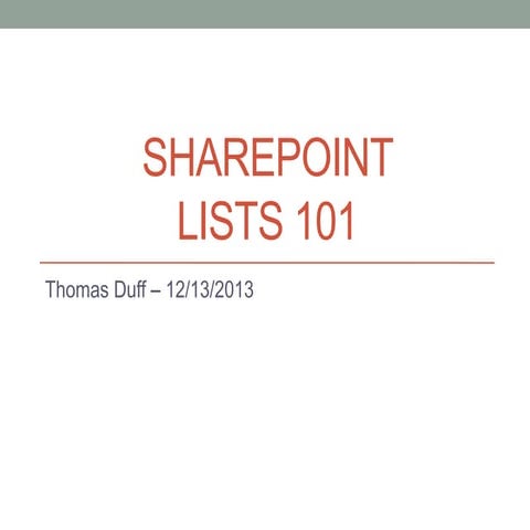 SharePoint Lists 101 | PDF