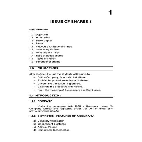 Company Law - Shares Notes | DOCX